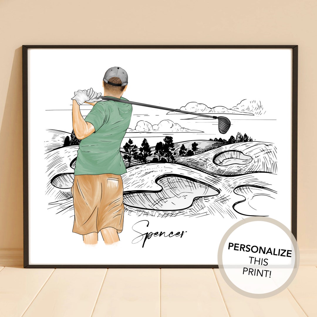 Personalized Golfer Digital PRINT | Custom Golf Fan Art, Golf Course ...