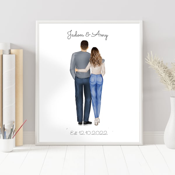 Boyfriend Girlfriend Drawing - Etsy