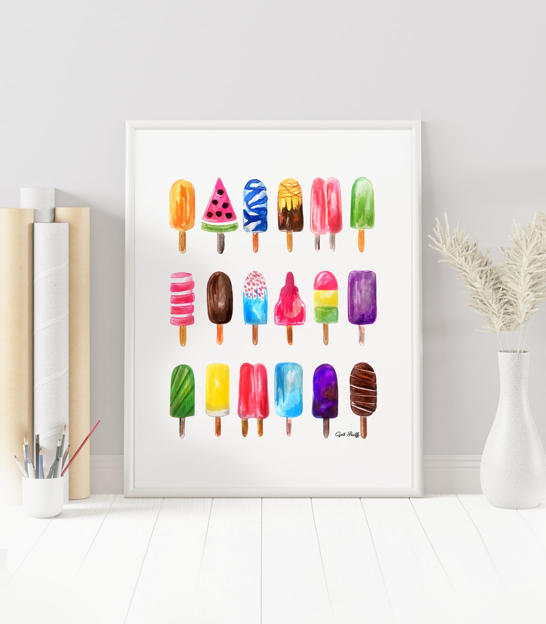 Watercolor Ice Cream Print | Wall Art, Fashion Illustration, Colorful ...
