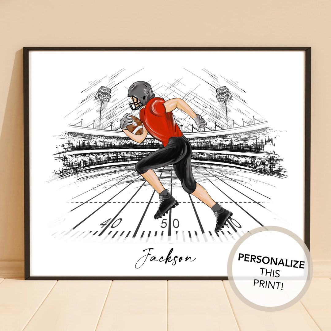 Personalized Football Player Digital PRINT | Custom Football Fan Art ...