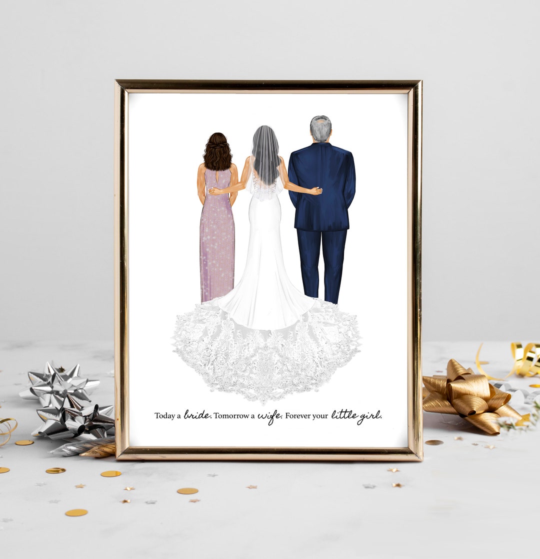Personalized Bride and Parents Portrait Art DIGITAL | Mother & Father ...