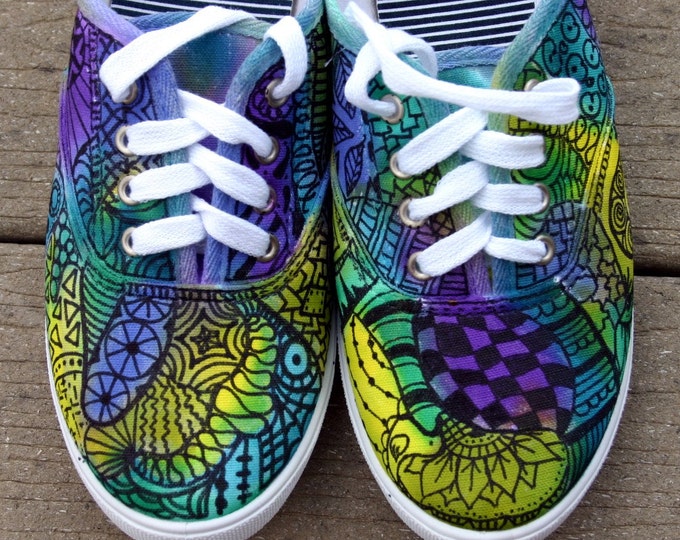 Zentangle Sneakers, Shoes, Sneakers, Zentangle Art, Original Art, OOAK ...