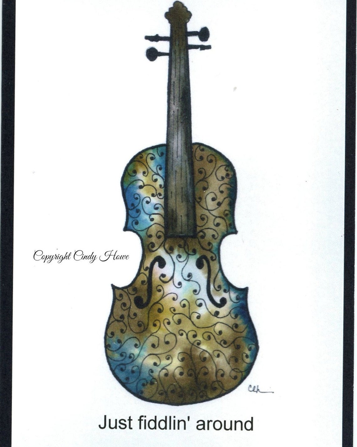 Violins Fiddles Greeting cards blank inside watercolor | Etsy