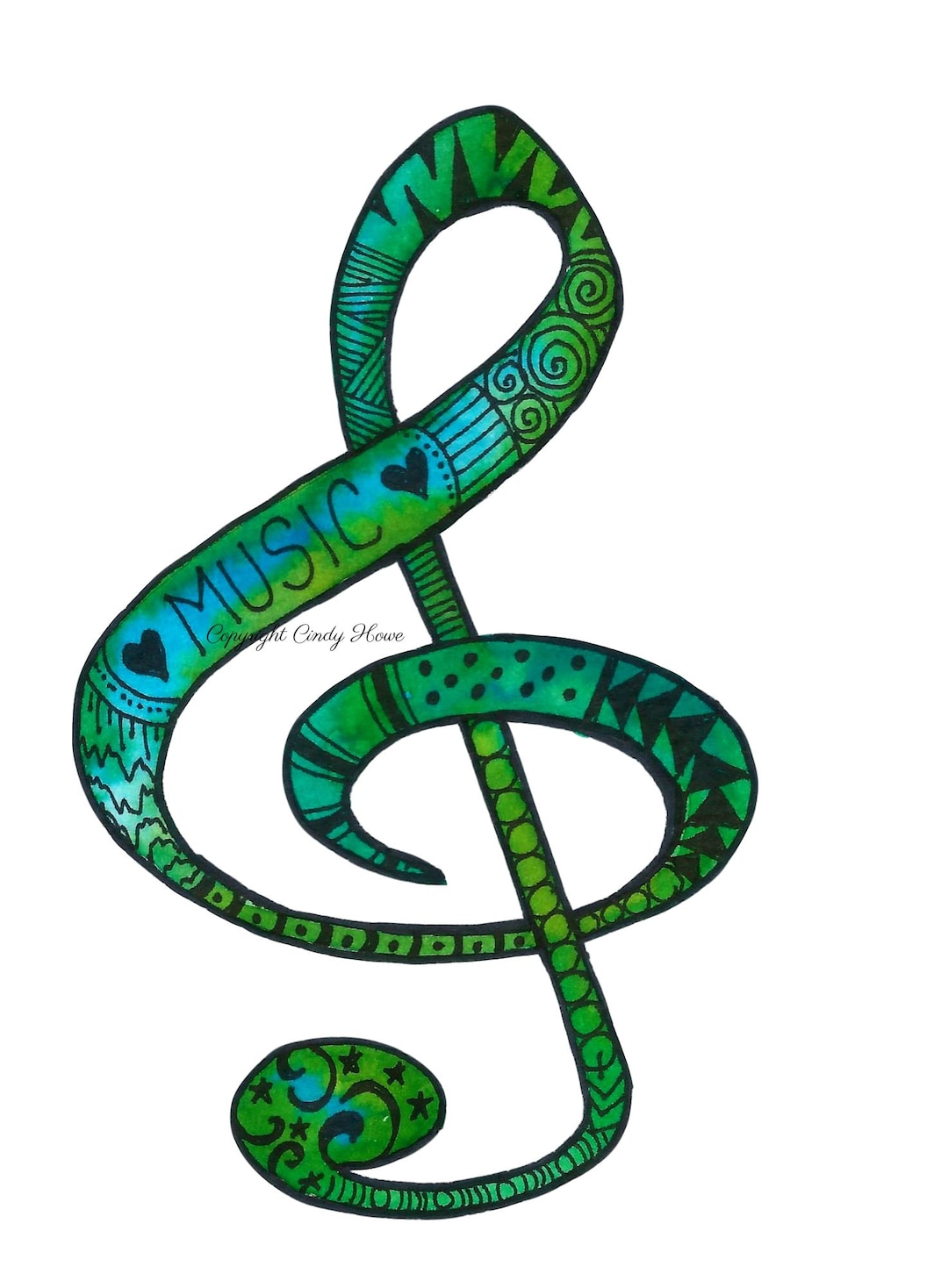 G Clef, Png File, Transparent Png File, Watercolor, Musical, Music ...