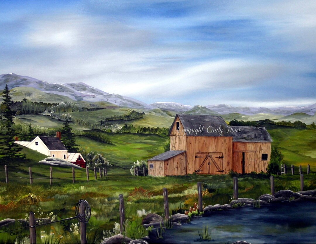 Farm Art Art Print Original Acrylic on Canvas Print Barns - Etsy