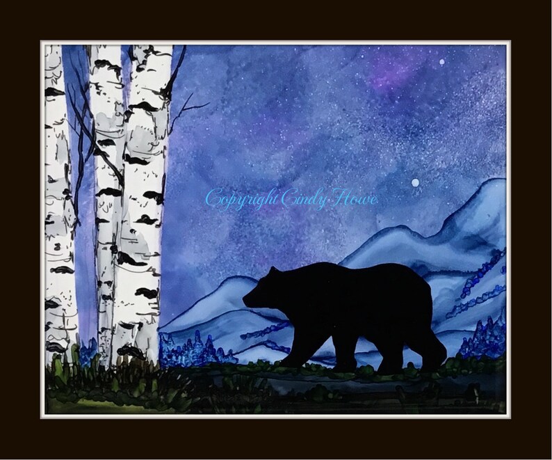 Bear Black Bear Bear Art Alcohol Inks Black Bear Art - Etsy