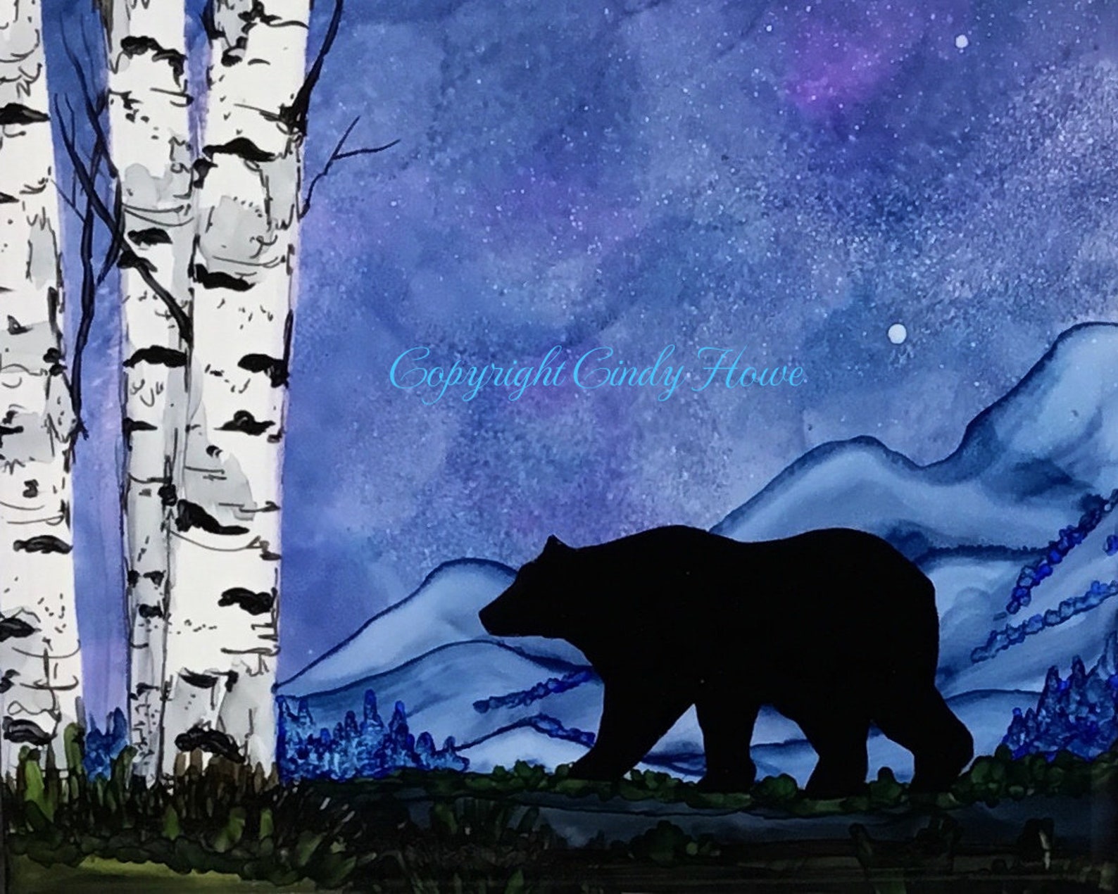 Bear Black Bear Bear Art Alcohol Inks Black Bear Art - Etsy