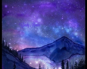 Mountain Landscape Art Print Original Alcohol Ink Print | Etsy