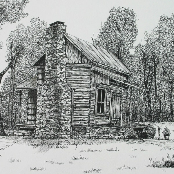 Log Cabin Art - Etsy