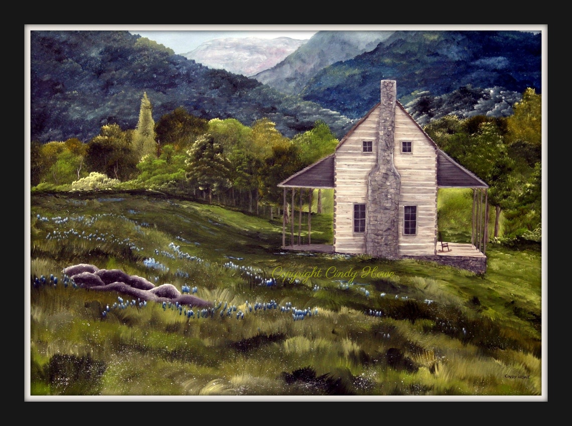 Log Cabin Print Art Print Original Acrylic Print Oliver - Etsy