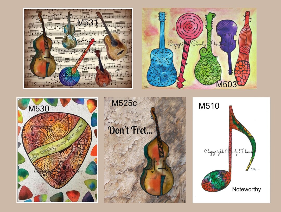 Bluegrass Instruments, Greeting Cards, Blank Inside, Guitar, Musical ...