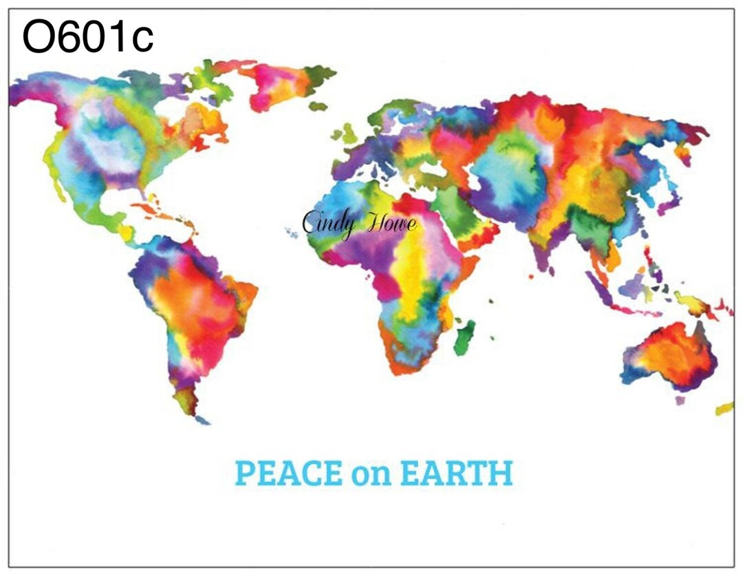 World Map, Greeting Cards, Peace on Earth, Blank Inside, World Map Art ...