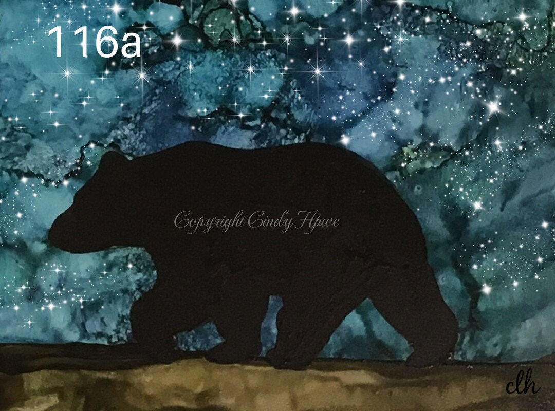 Bear Black Bear Bear Art Alcohol Inks Black Bear Art - Etsy