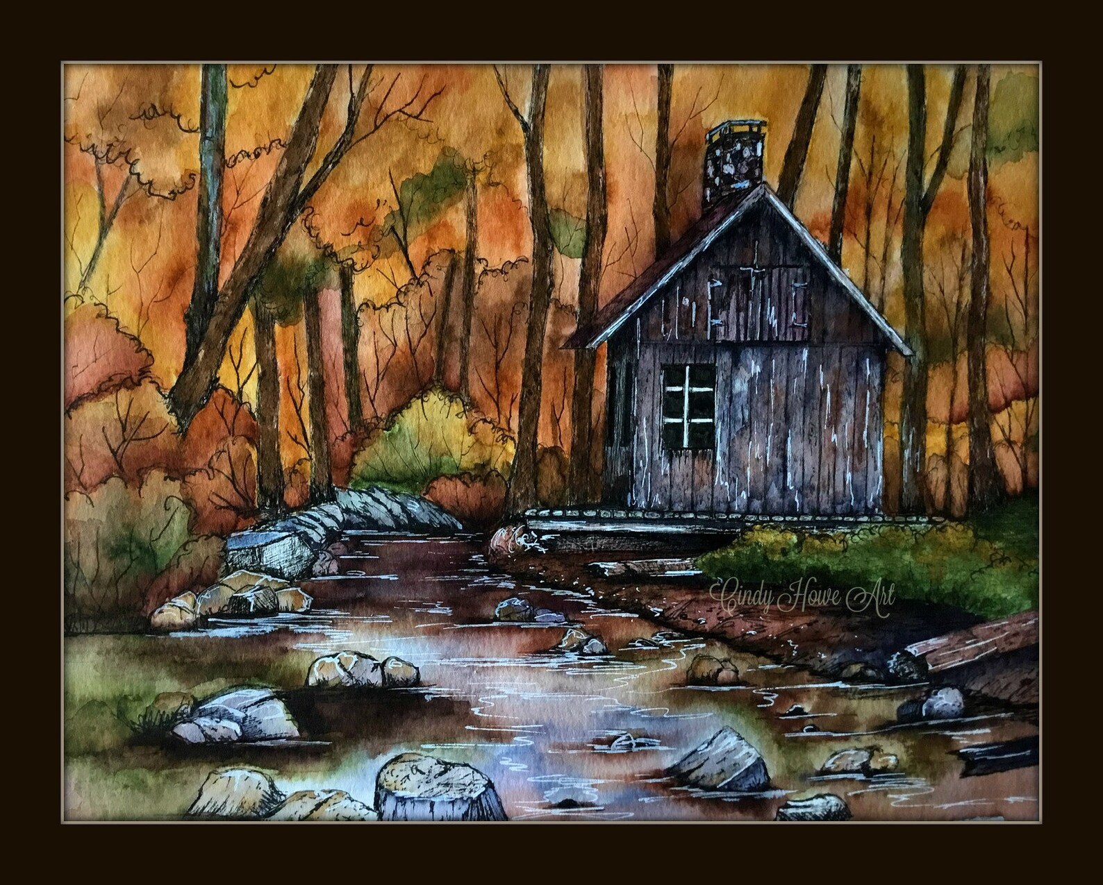Cabin Print Cabin in the Woods by the Stream Country - Etsy