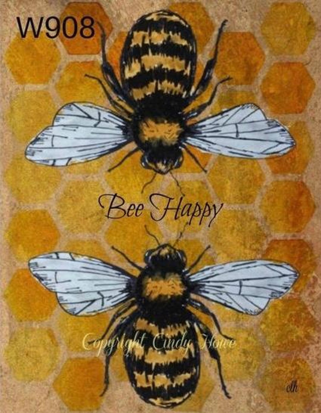 SET OF 3 Greeting Cards, Bee, Bee Art, Bees, Original Art, Glossy ...