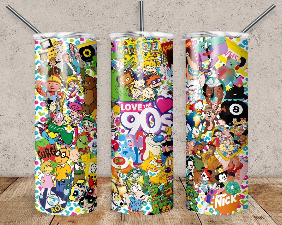 Love the 90's - Cartoon Collage 20 Oz Skinny Tumbler A Cartoon ...
