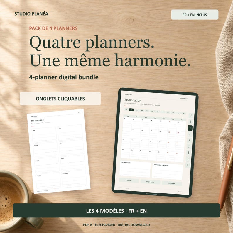 4 Planner PDF Bundle: 2027, Undated, Student and Printable A4 A5 US ...