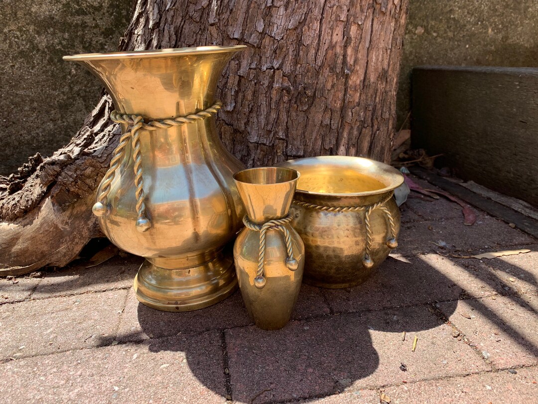 Vintage Solid Brass Vase Collection - Etsy