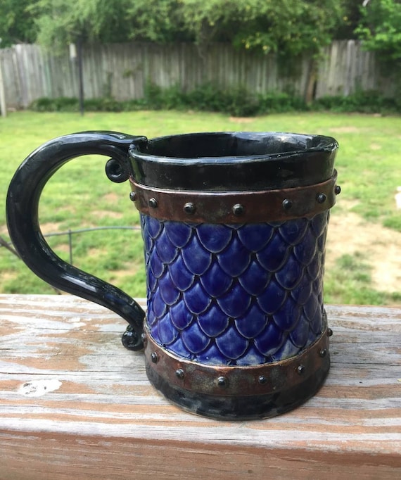 Blue Dragon Scale Stein Mug | Etsy