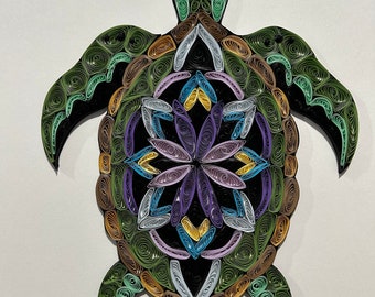 Colorful Sea Turtle Design in Paper Quilling Style Digital Art - Etsy