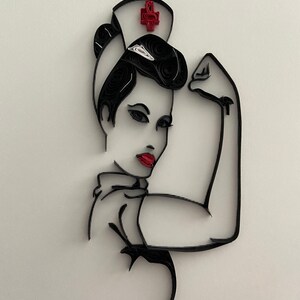 Quilling Silhouette Art Nurse pin up quilled | Etsy