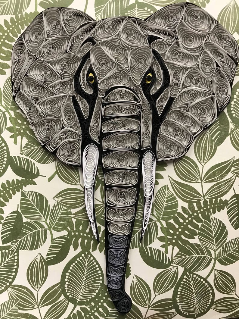 Quilling Elephant Quilled Art Framed 8x10 | Etsy