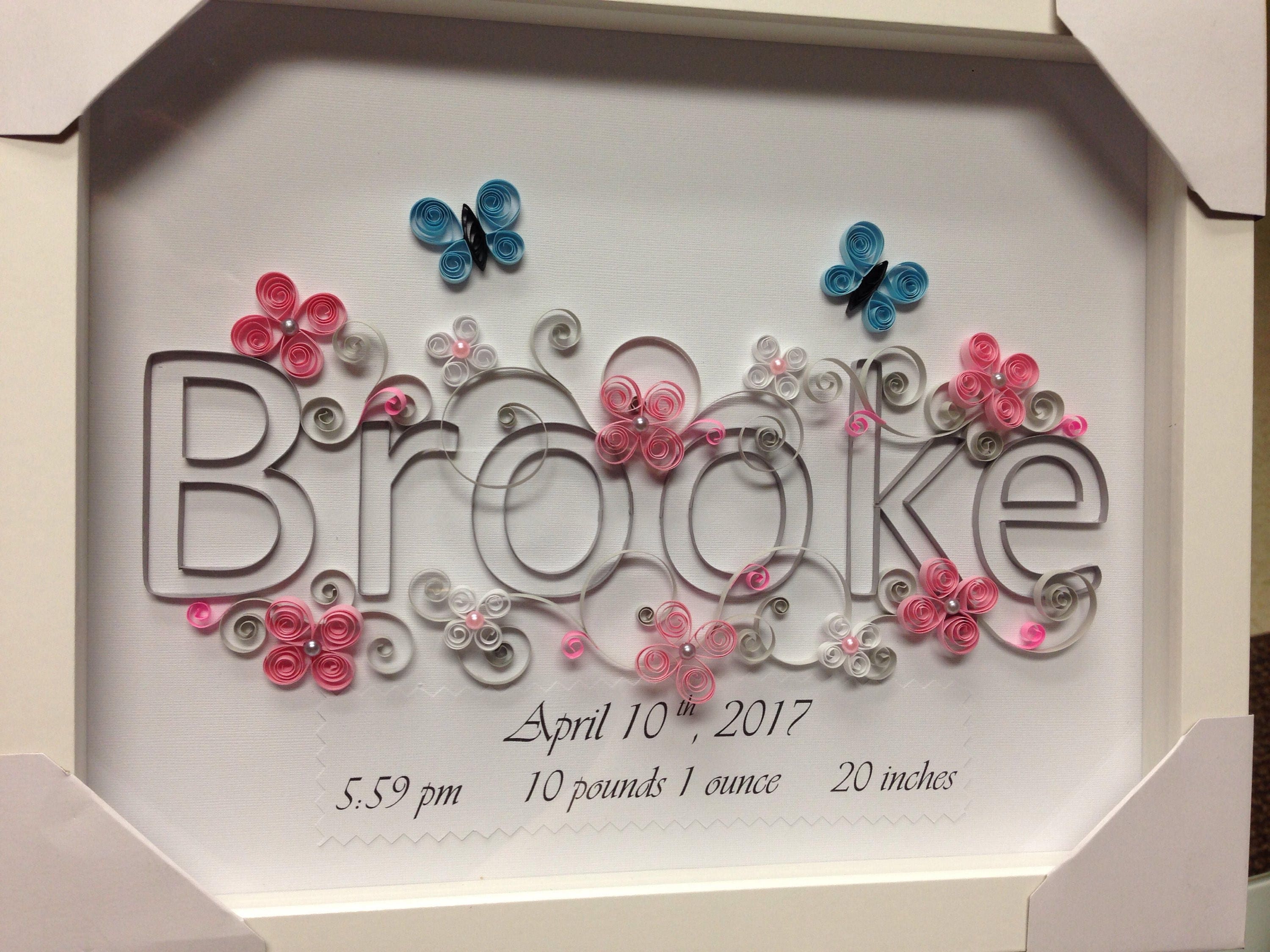 Paper quilling: Quilling Custom Name Baby Name Framed art | Etsy