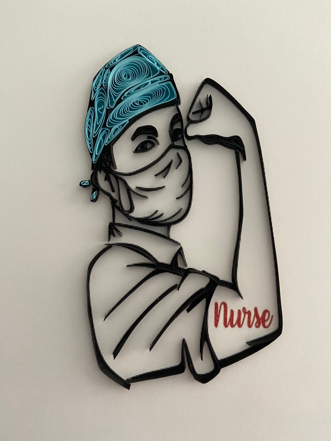 Quilling Silhouette Art Nurse pin up quilled | Etsy