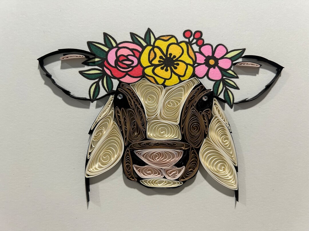 Quilled Art, Cow With Flowers, Framed 8x10 - Etsy