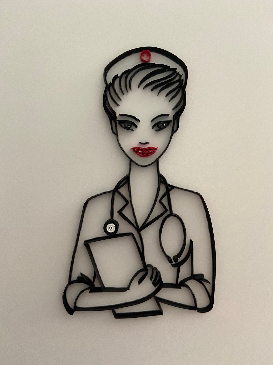 Quilling Silhouette Art Nurse pin up quilled | Etsy