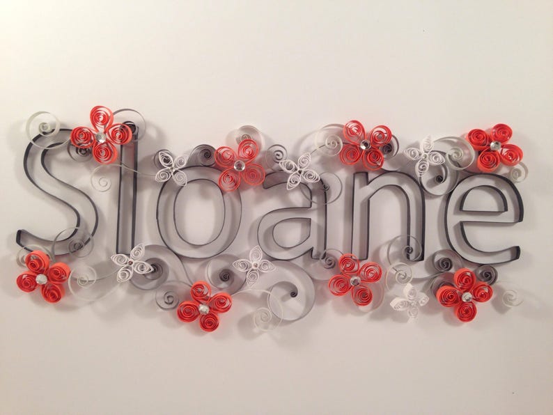 Paper quilling: Quilling Custom Name Baby Name Framed art | Etsy