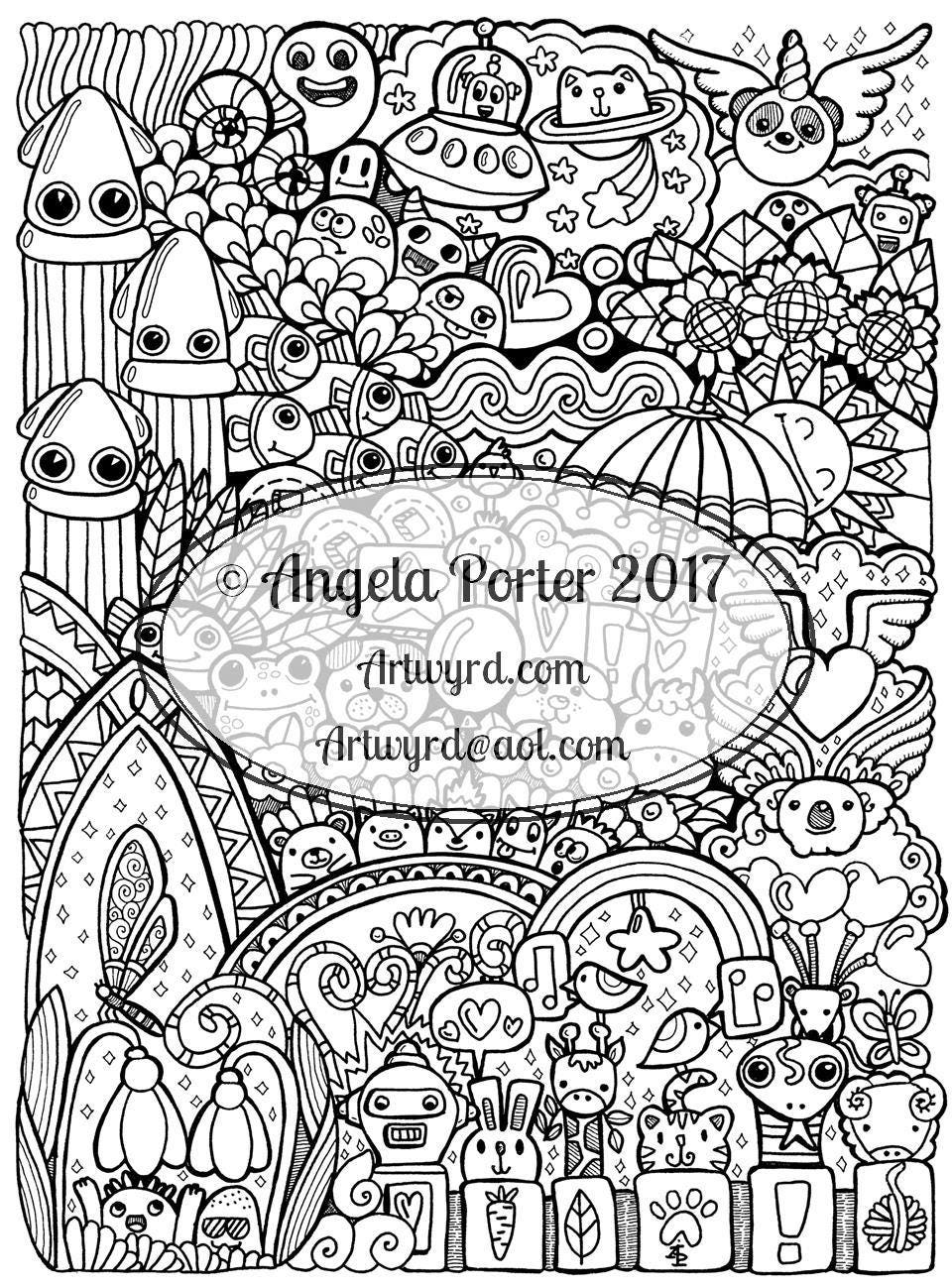 Angela Porter's Doodleworlds Colouring Book - Etsy