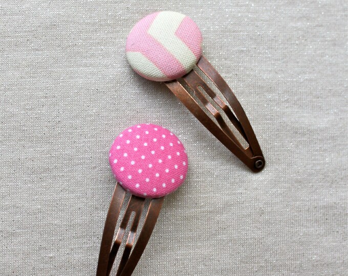 Pretty Pink Fabric Button Snap Clips - Etsy