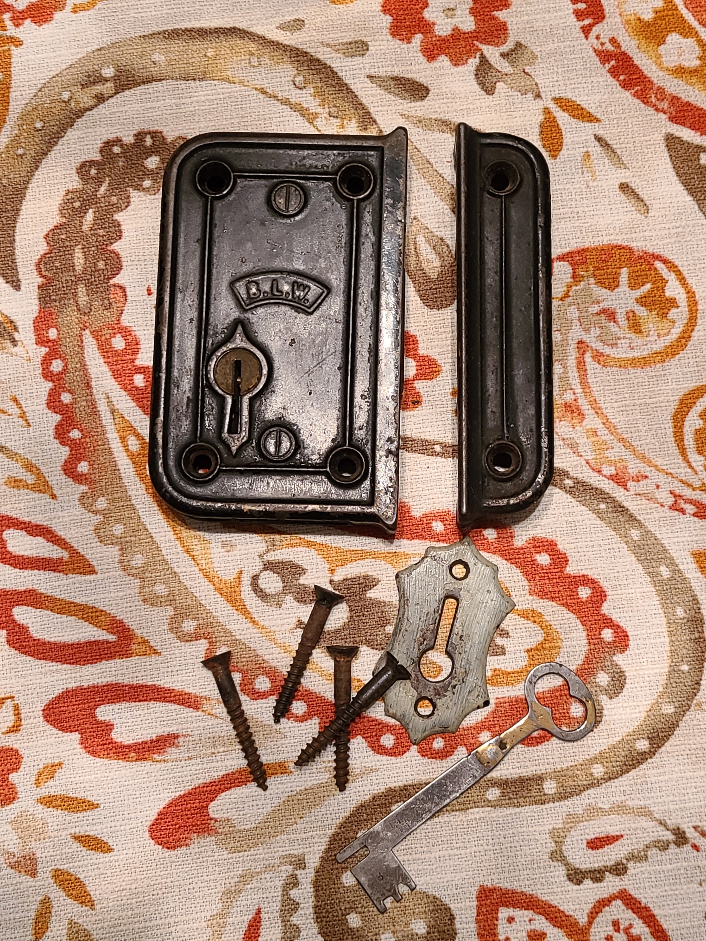 Extra Rare Find Antique B.L.W. Branford Lock Works, Vertical Rim Lock ...