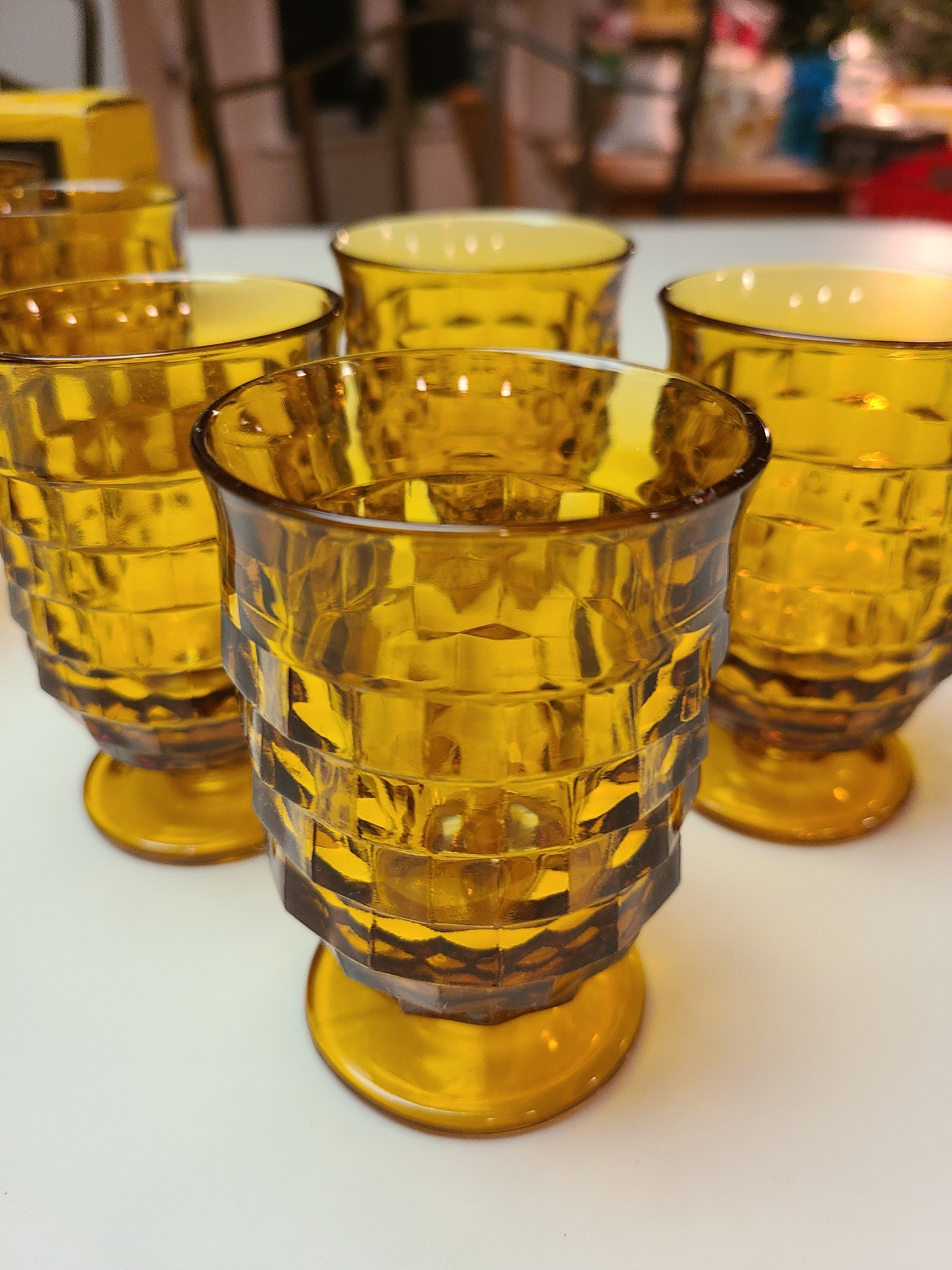 Vintage Whitehall Golden Amber Glass Juice Set In Original Etsy