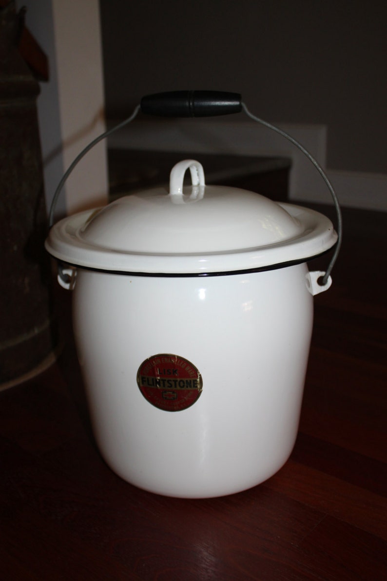Vintage Covered Slop Bucket Porcelain Enamelware by Lisk Flintstone - Etsy