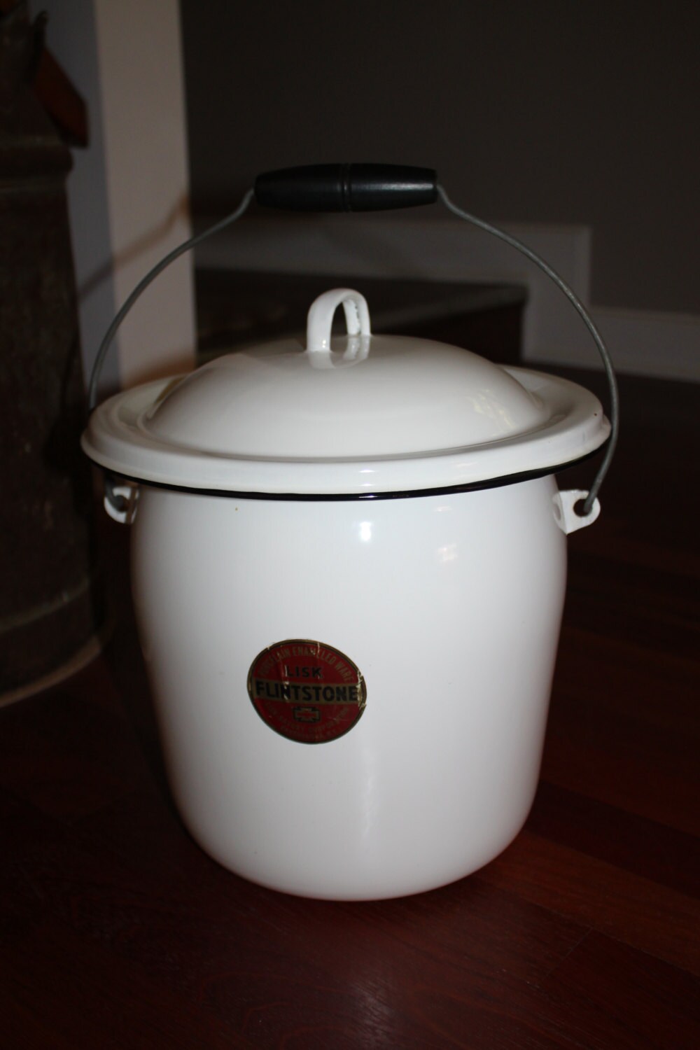 Vintage Covered Slop Bucket Porcelain Enamelware by Lisk Flintstone - Etsy