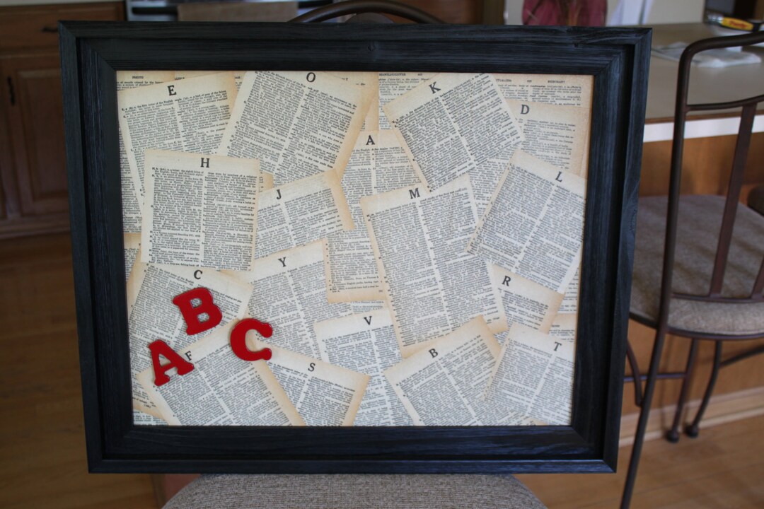 Vintage Magnetic Dictionary Board in a Black Frame - Etsy