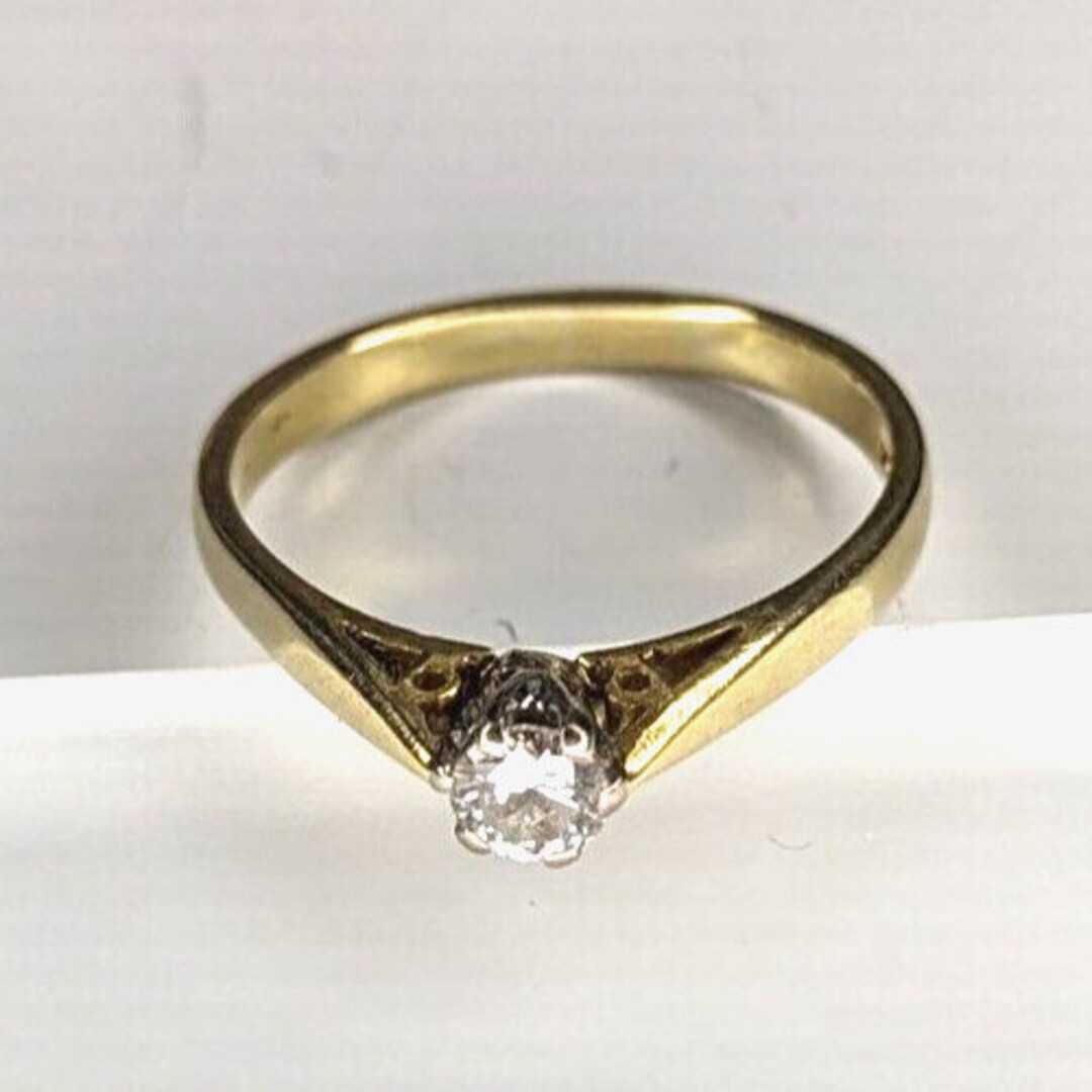 18ct Gold Diamond Ring 0.21ct Solitaire UK Ring Size L 18ct Yellow Gold ...