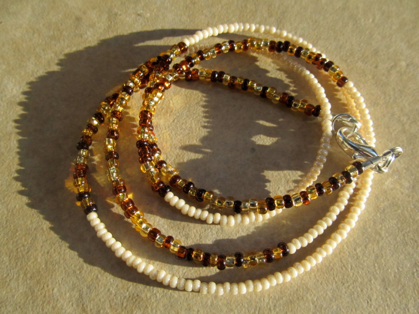 Champagne Toast - Ivory and Amber Mix Waist Beads, Sterling Silver ...