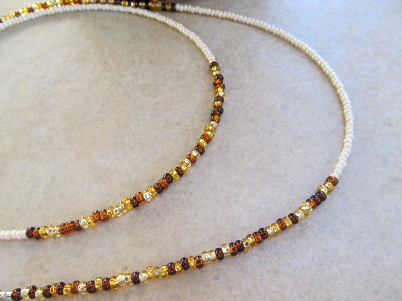 Champagne Toast - Ivory and Amber Mix Waist Beads, Sterling Silver ...