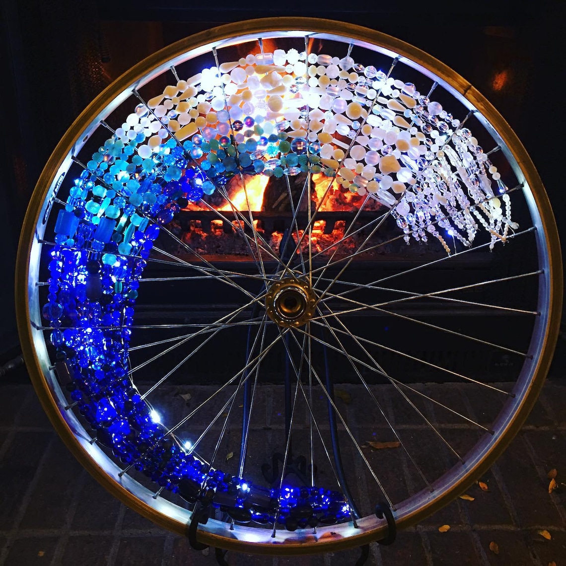 Ocean Wave Recycled Bicycle Wheel Art custom Made After We - Etsy