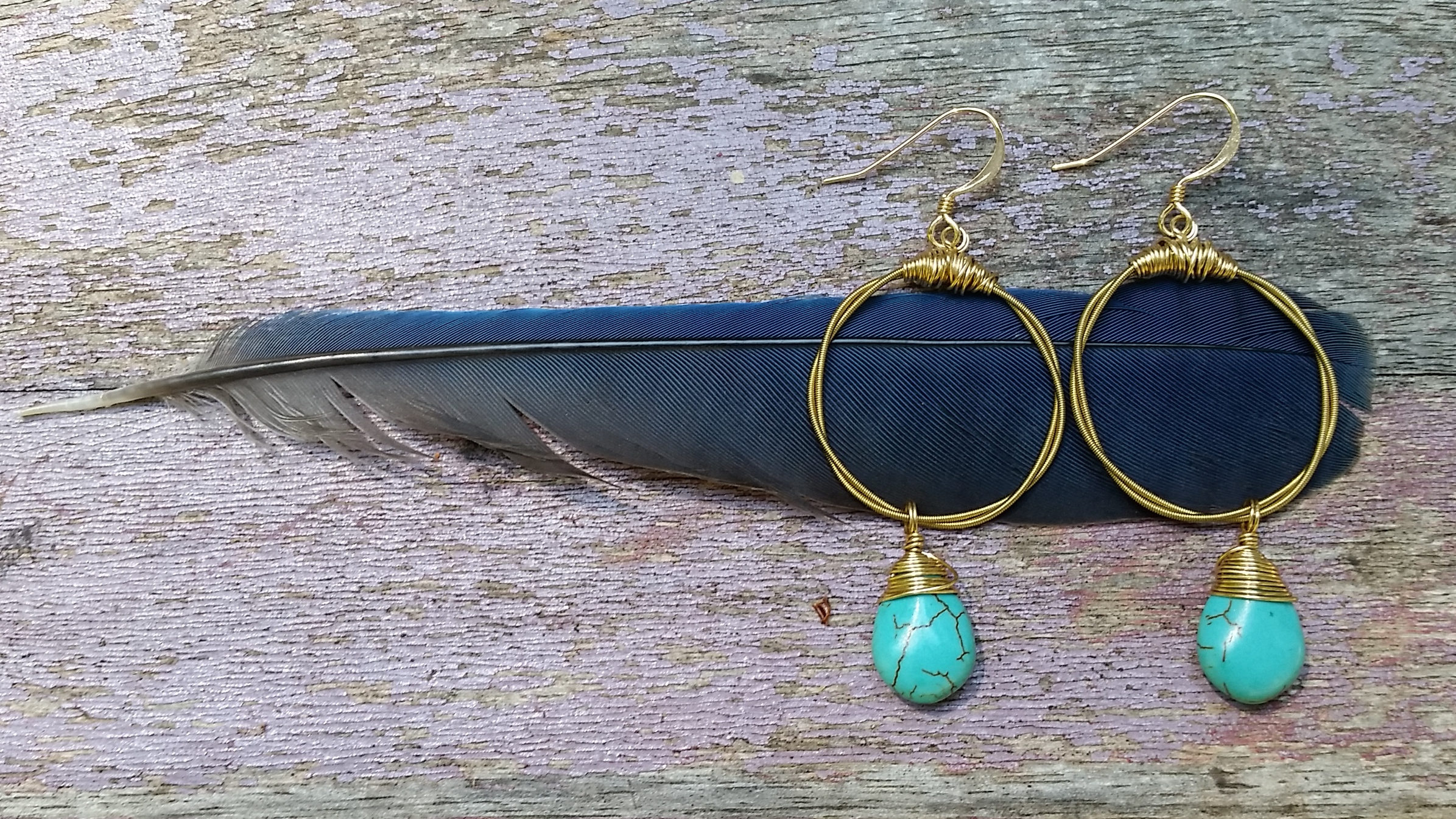 Guitar String Hoop Earrings Choose Your Size and Gemstone | Etsy