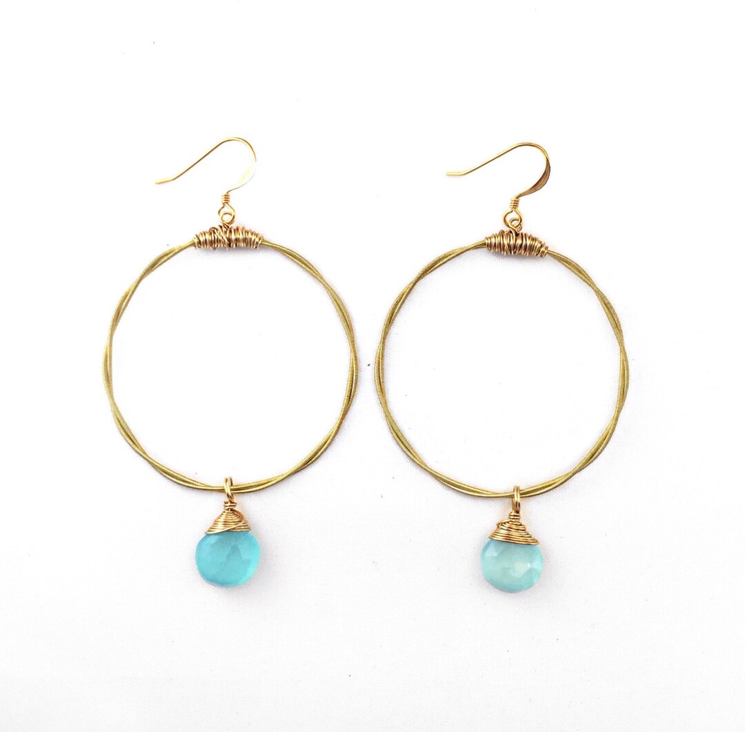 Guitar String Hoops Choose Size & Gemstone shown: - Etsy
