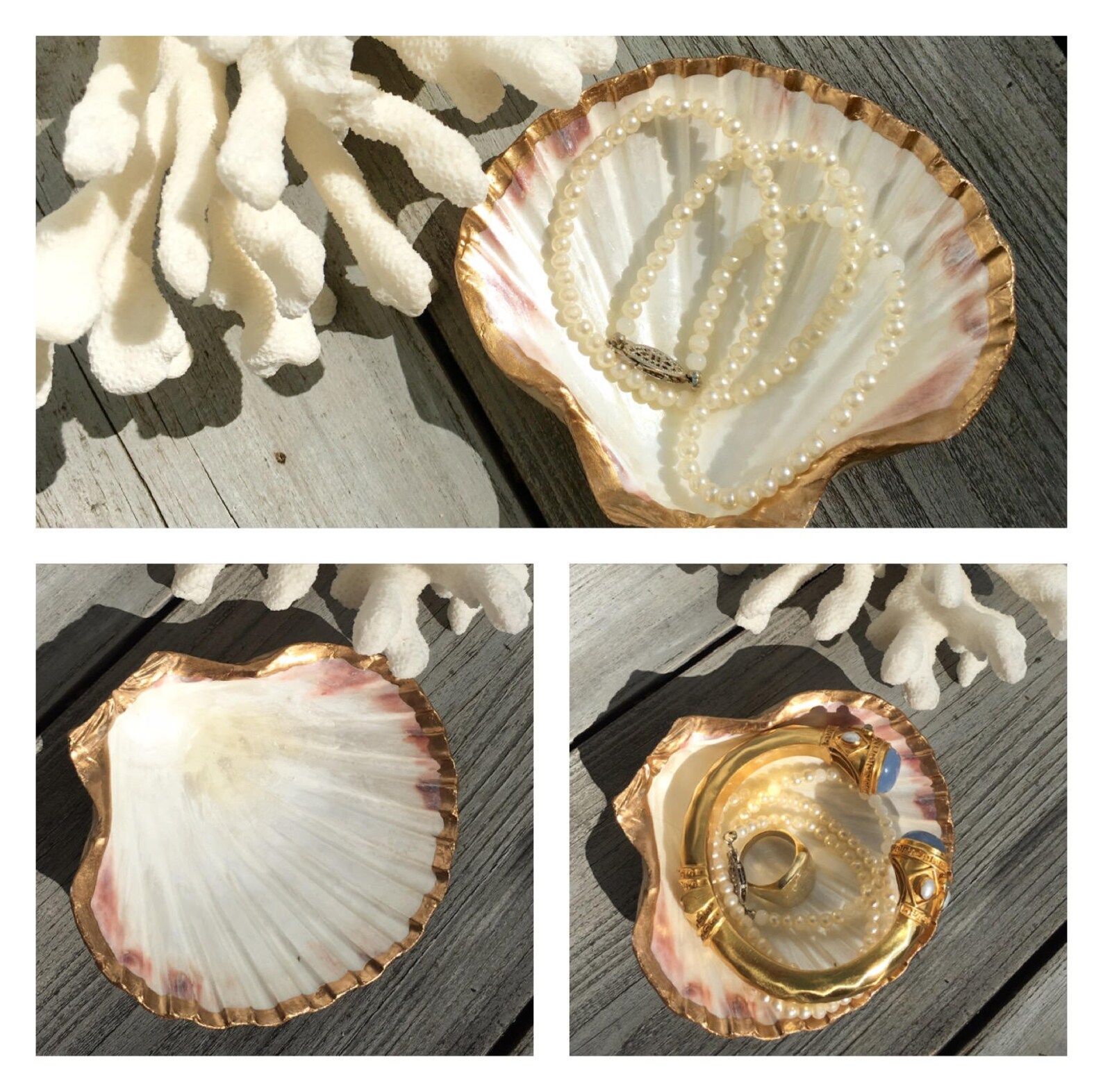 Shell Ring Holder/gold Leaf Oyster Shell/wedding Party | Etsy