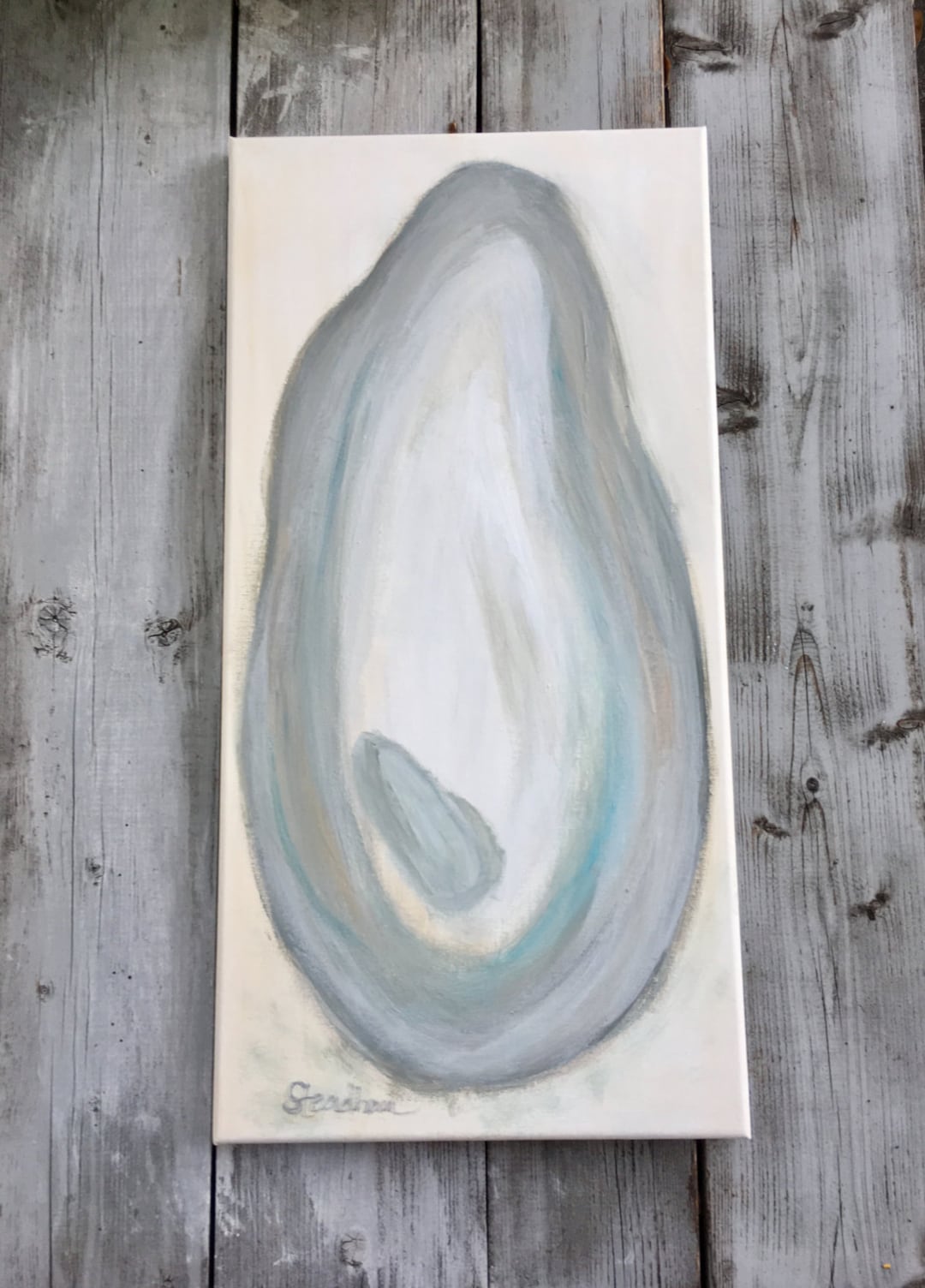 Oyster Shell Acrylic Painting: Coastal Beach House Wall Art (20x10) - Etsy