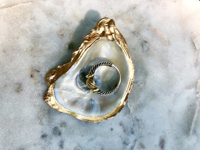Oyster Shell Ring Holder/gold Leaf Oyster Shell/wedding Party | Etsy