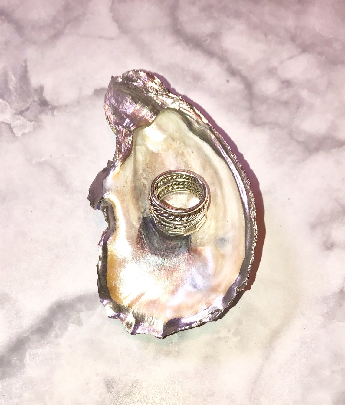 Silver Leaf Oyster Shell Ring Holder/wedding Party Gift/oyster | Etsy