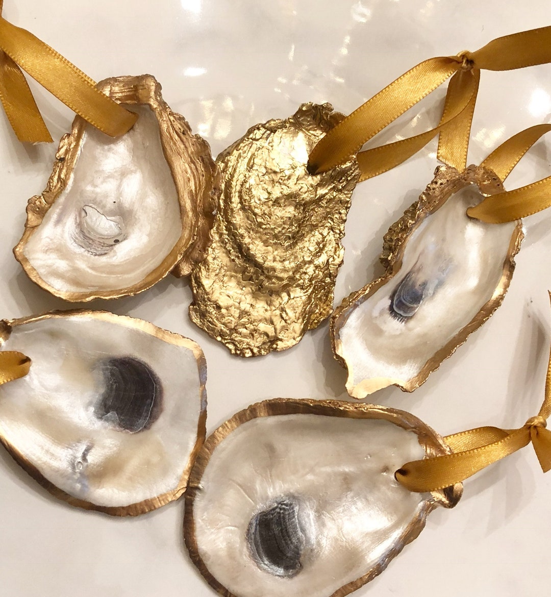 Oyster Shell Christmas Ornament /gold Oyster Shell/wedding Party Gift ...