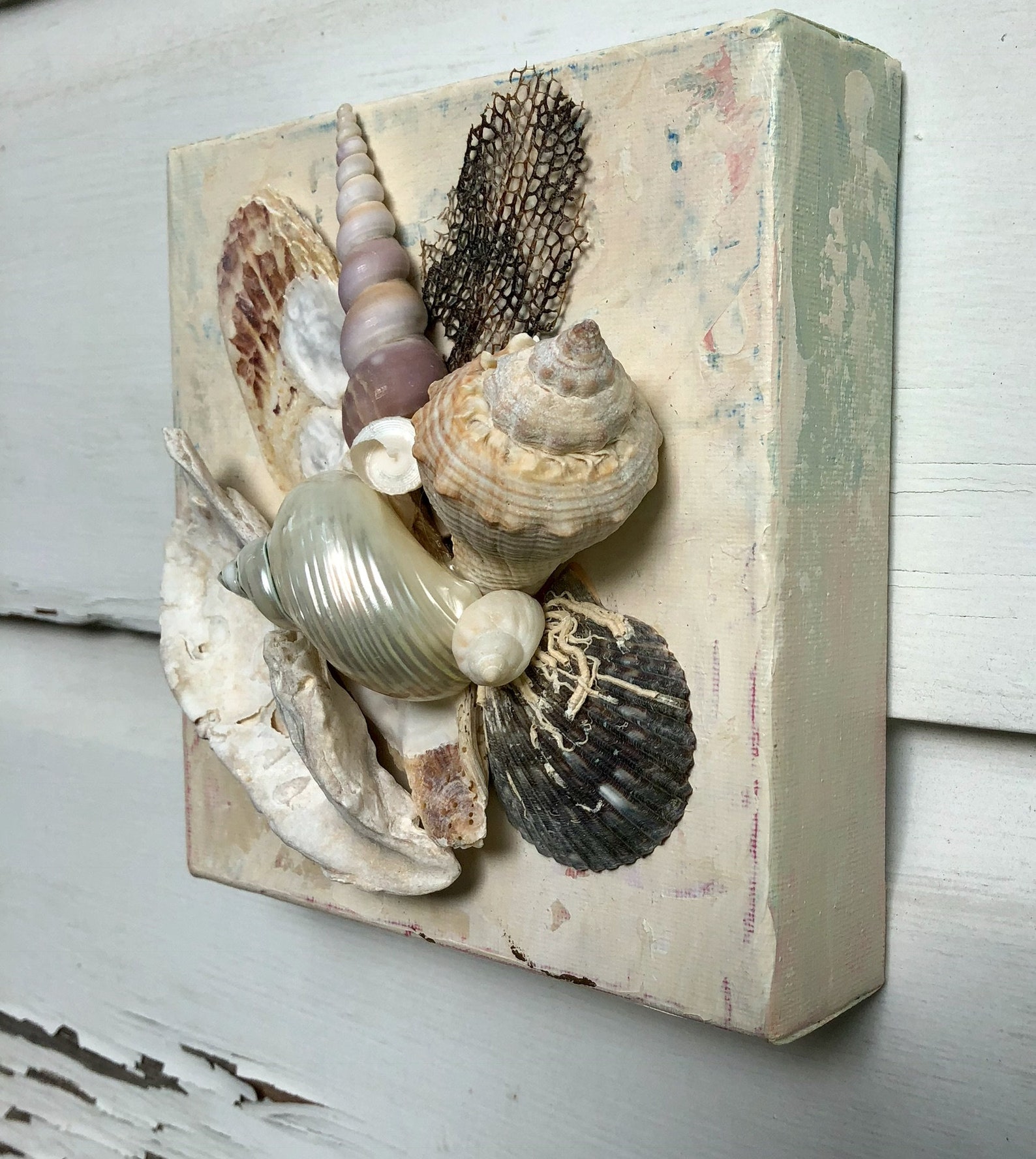 Seashell Art Painting/coastal Art/beach House Decor/seashell | Etsy